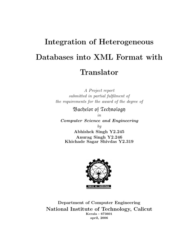 Integration Of Heterogeneous Databases Into Xml Format With Translator Pdf Perl Databases