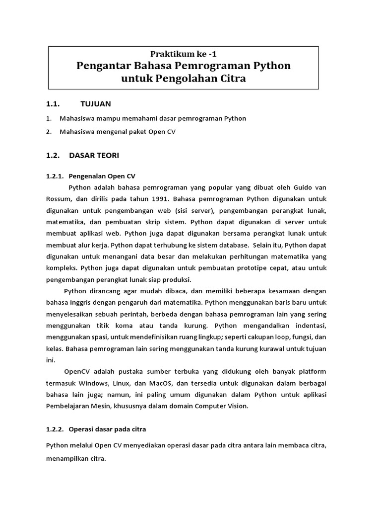Dasar Pemrograman Python dan OpenCV | PDF