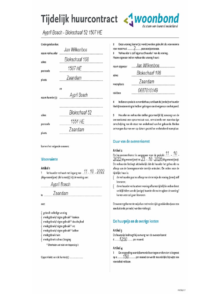 Aypril Bosch Huurcontract Kopie | PDF