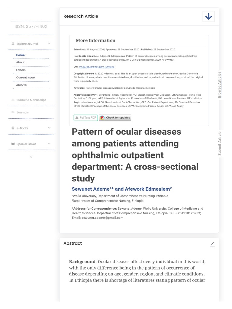Pattern of Ocular Diseases Among Patients Attending Ophthalmic ...