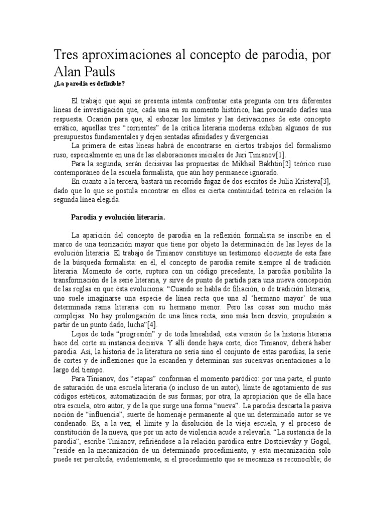 Tres enfoques sobre la parodia literaria | PDF | Novelas | Parodia