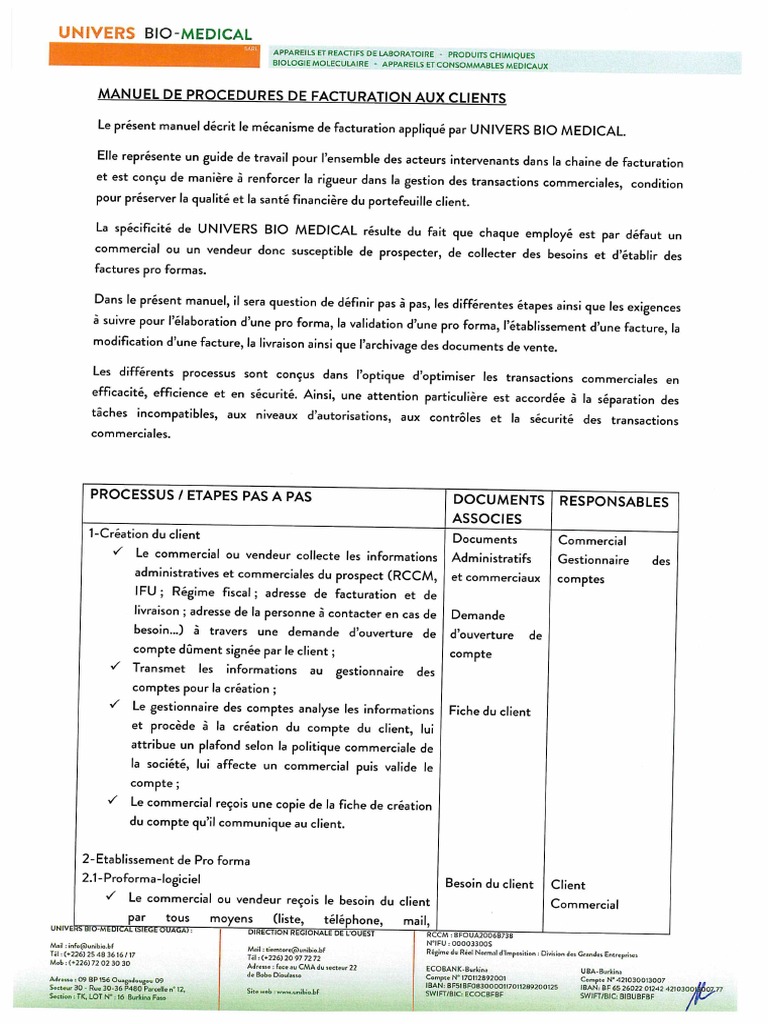 001 Procedure de Facturation | PDF