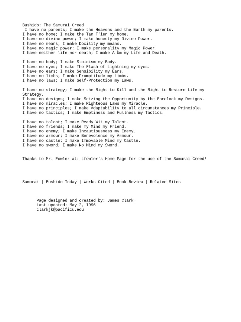 Bushido The Samurai Creed | PDF
