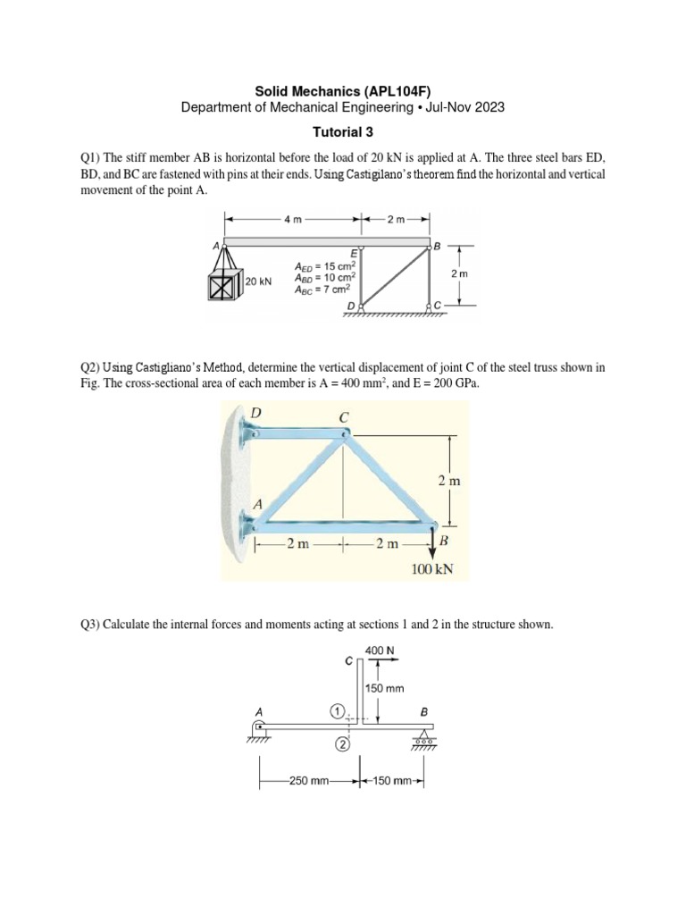 Solid Mechanics Tutorial 3 Solutions | PDF | Teaching Methods & Materials | Science & Mathematics
