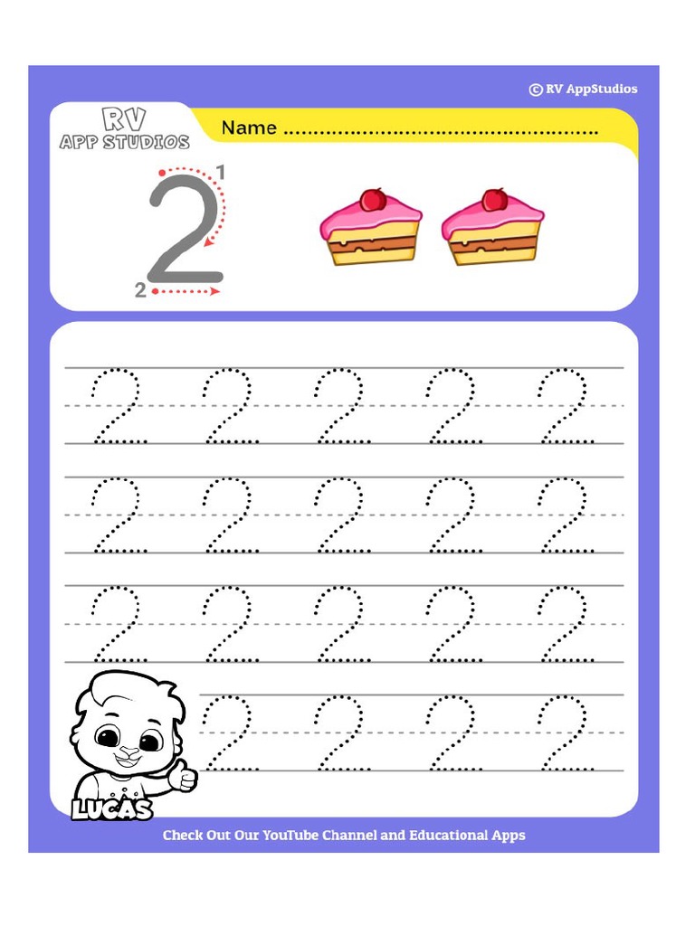 374 Free Printable Worksheets For Kids Number 2 Tracing Worksheets | PDF