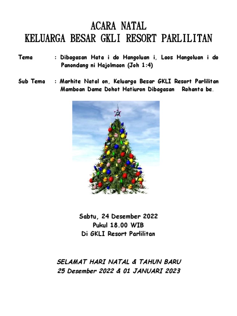 Acara Natal Gkli Resort Parlilitan | PDF | Seni & Disiplin Bahasa ...