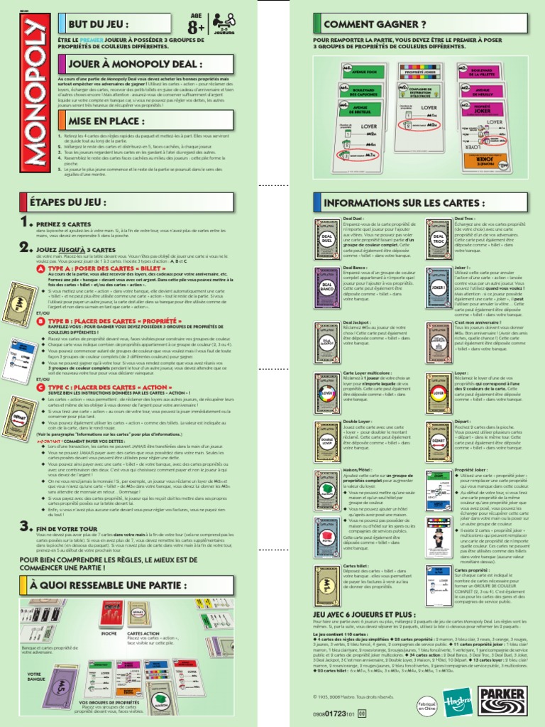 Règles du jeu Monopoly Deal | PDF | Banques