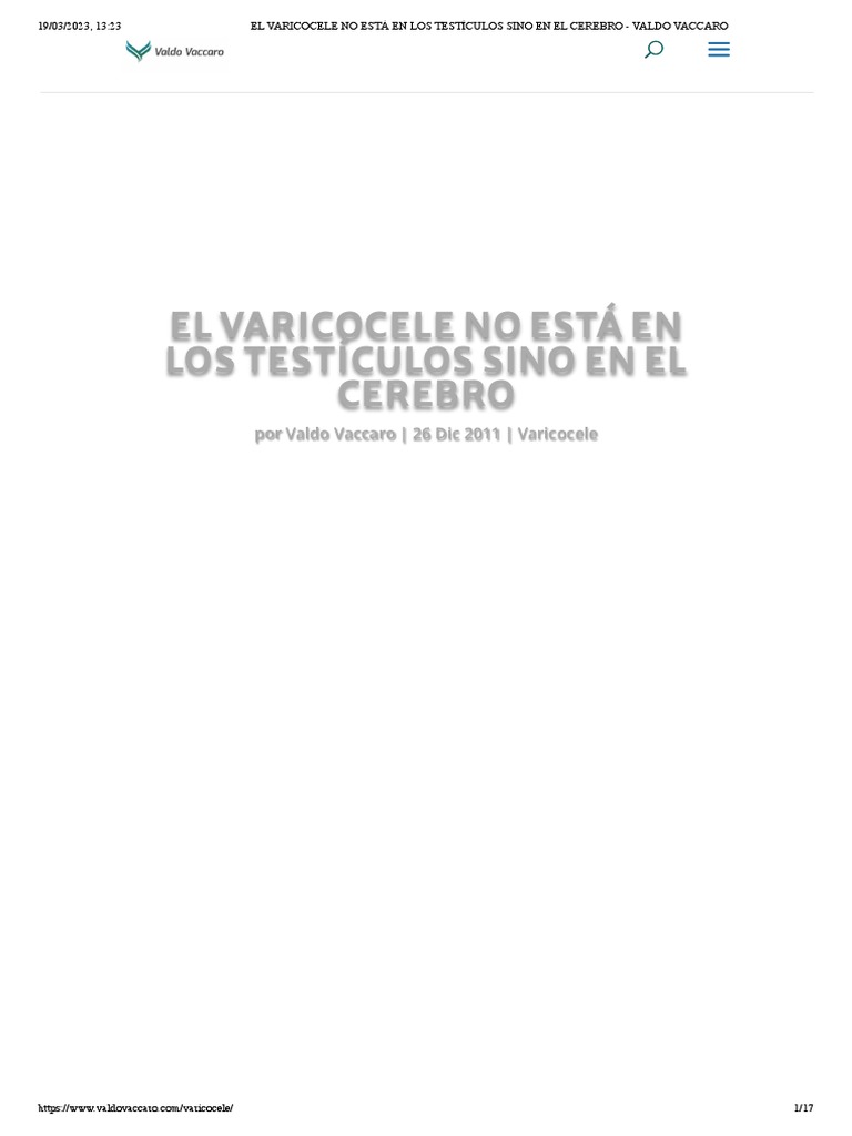 El Varicocele No Está en Los Testículos Sino en El Cerebro - Valdo ...