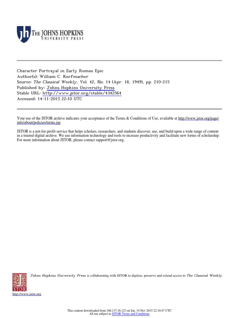 Character Portrayal in Epic Roman Poetry | PDF | Virgil | Aeneas