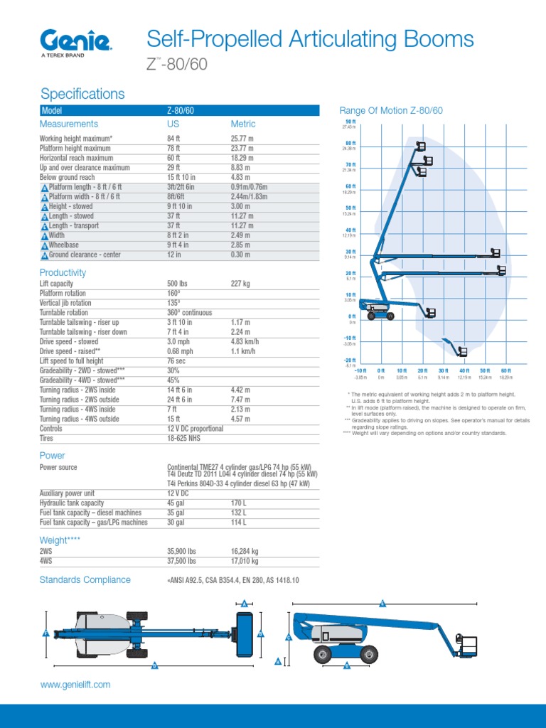 Brosur Boom Lift Genie Z 80_60 | PDF | Horsepower | Diesel Engine