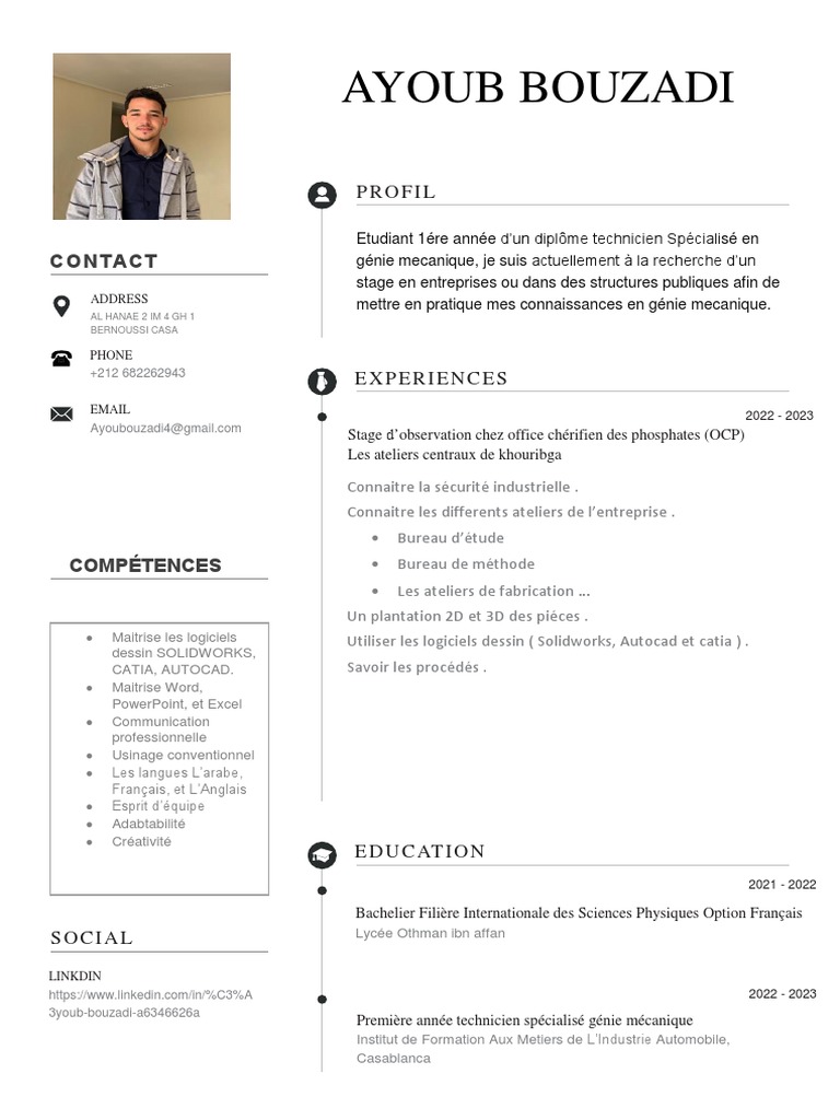 CV Ayoub Bouzadi X | PDF