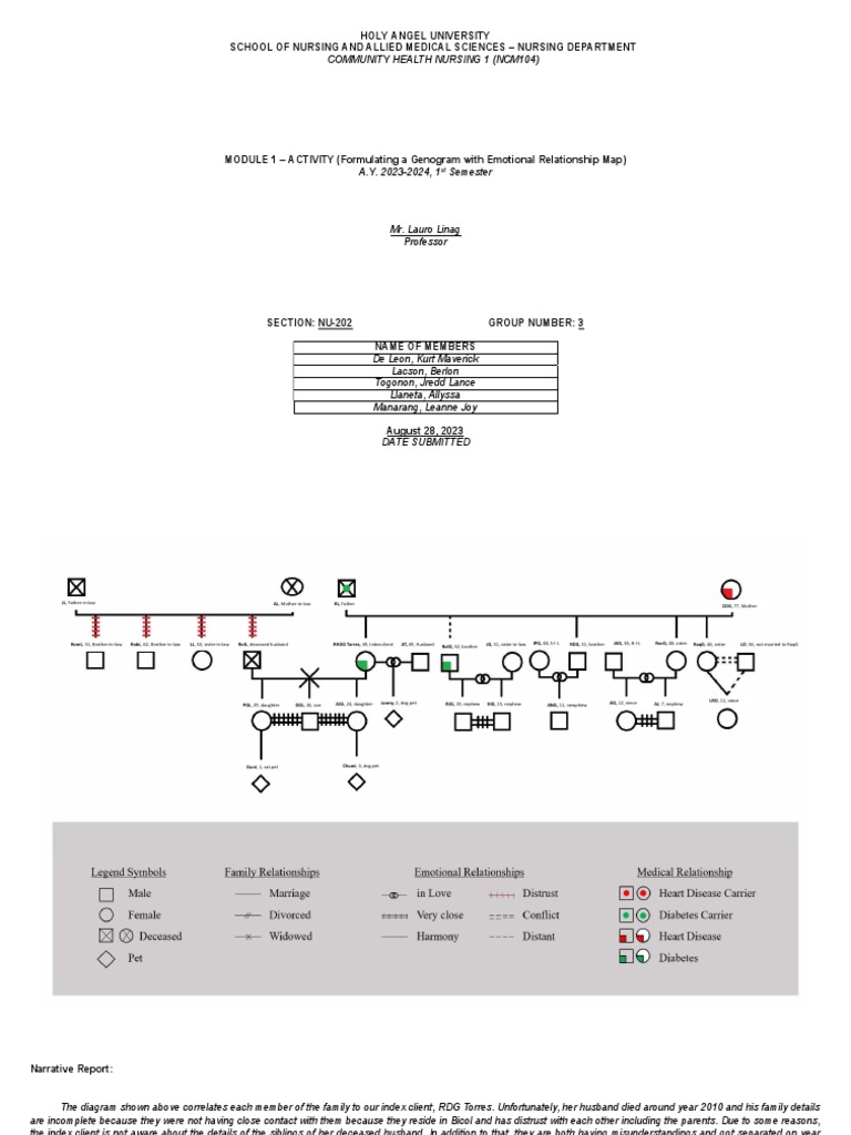 Genogram Group3 NCM104 CHN | PDF | Human Reproduction | Social Psychology