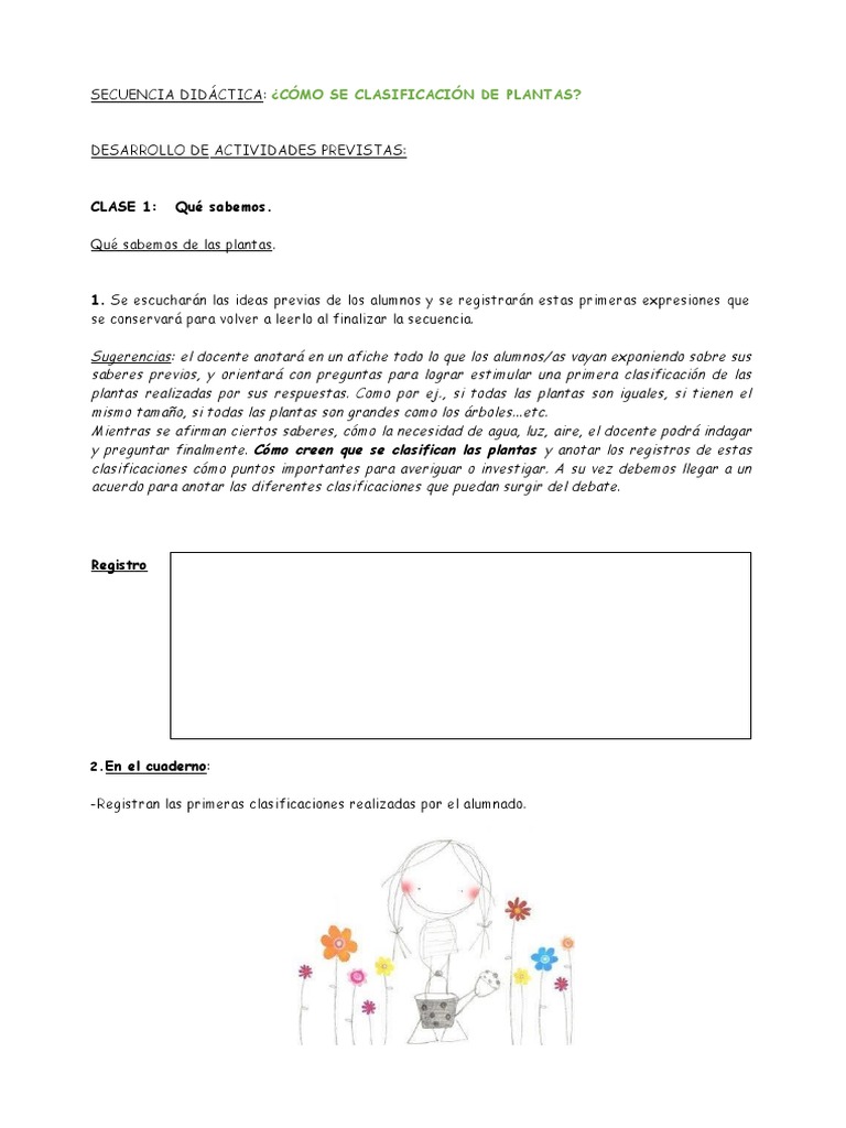 Clasificación de Plantas: Secuencia Didáctica | PDF | Plantas