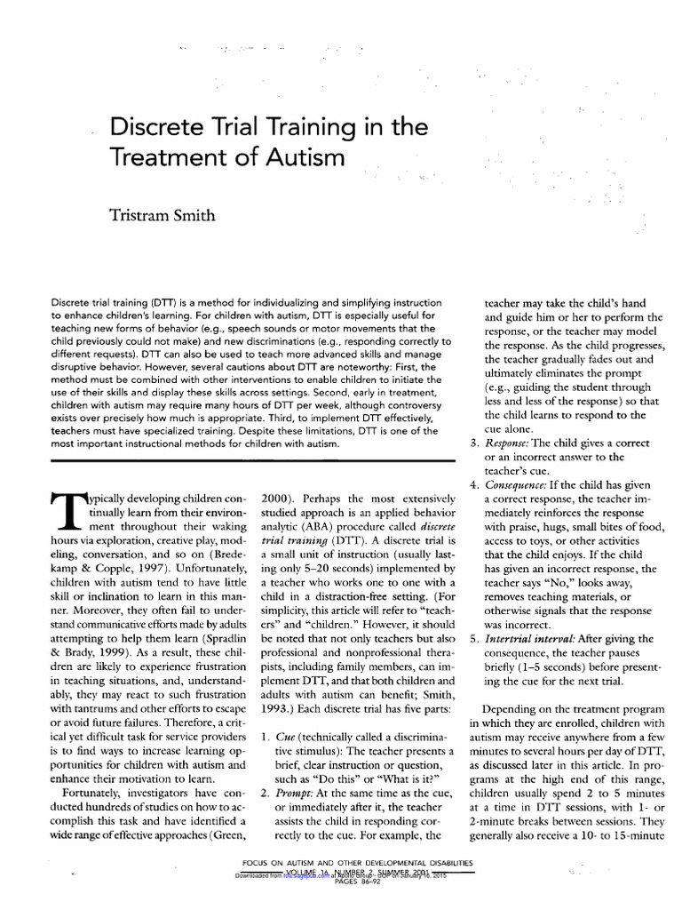 Discrete Trial Training for Autism | PDF | Autism Spectrum ...