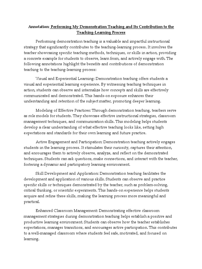 Annotation On Teaching Demonstration | PDF | Learning | Differentiated ...
