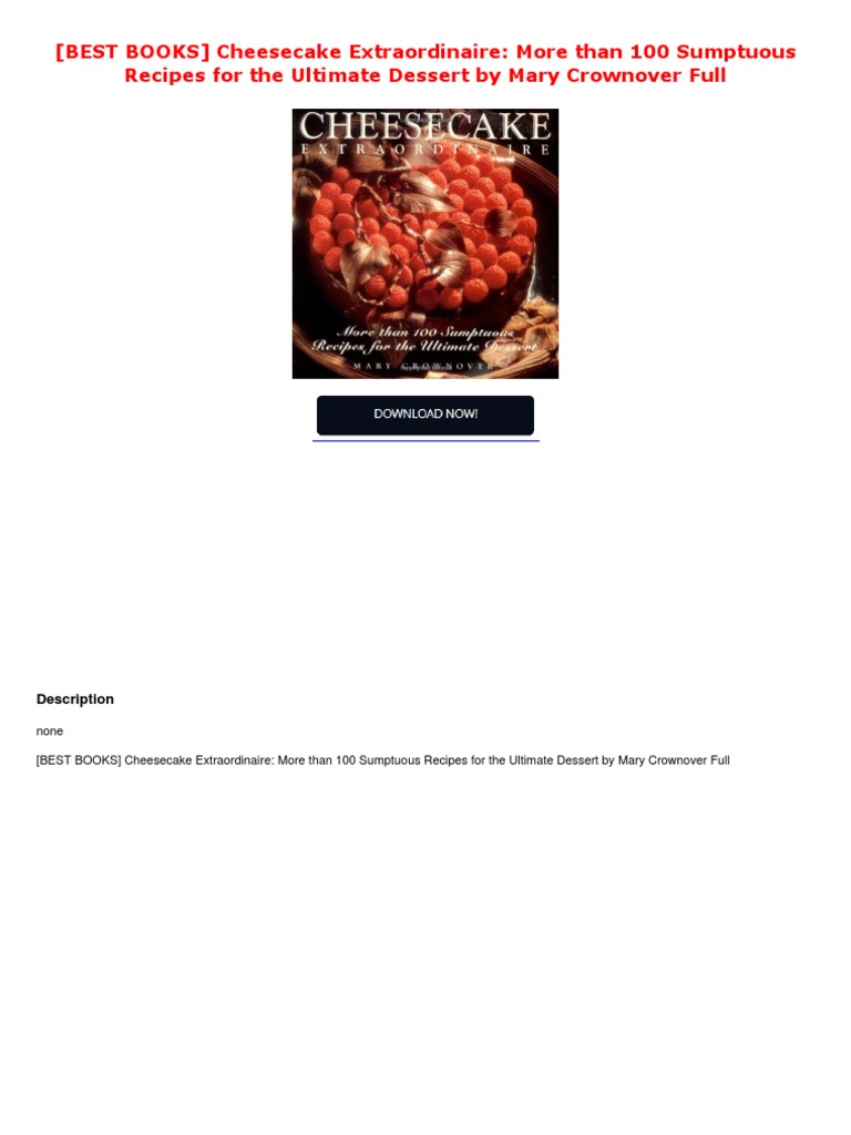 BEST BOOKS Cheesecake Extraordinaire Mo | PDF