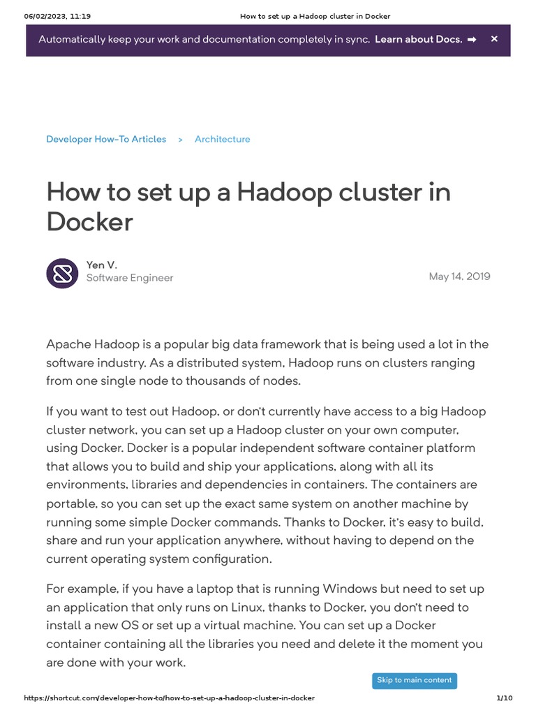 How To Set Up A Hadoop Cluster in Docker | PDF | Apache Hadoop | Computer Cluster