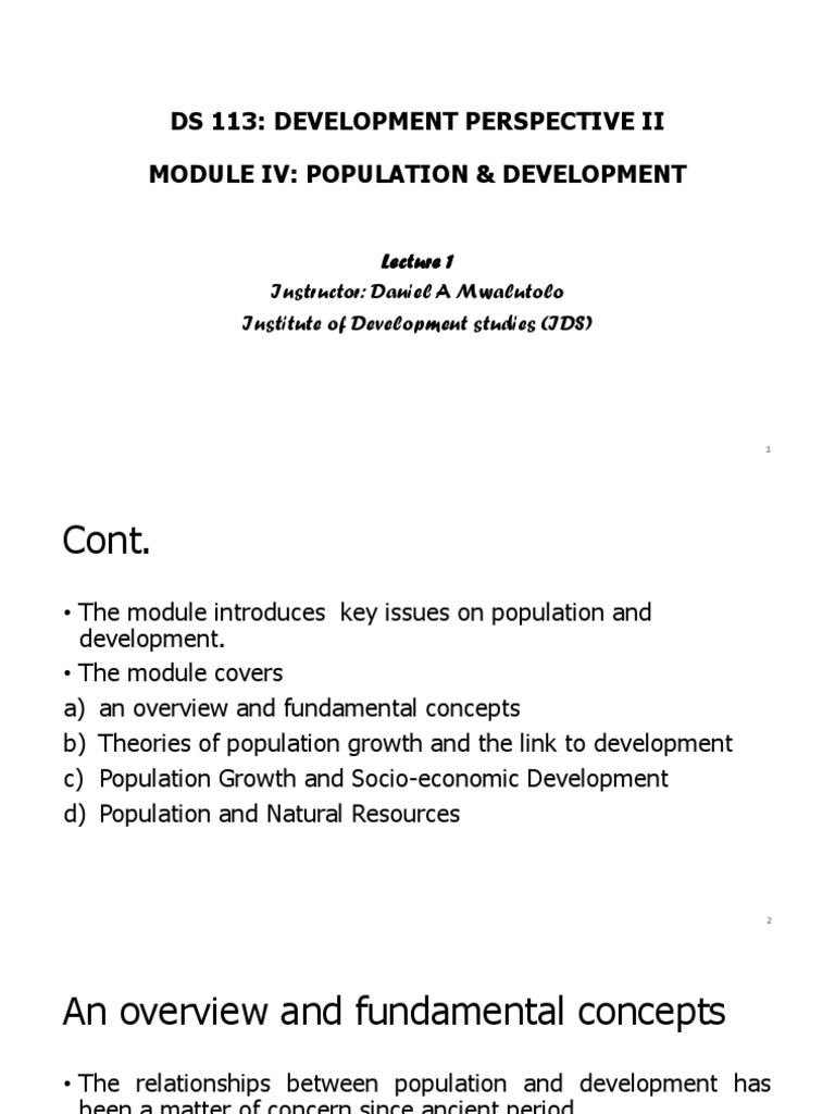 DS 113 Module 4 Population&Dvt | PDF | Population | Economic Growth