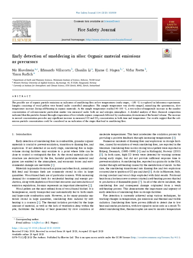 Early Detection of Smoldering in Silos Organic Material - 2020 - Fire ...