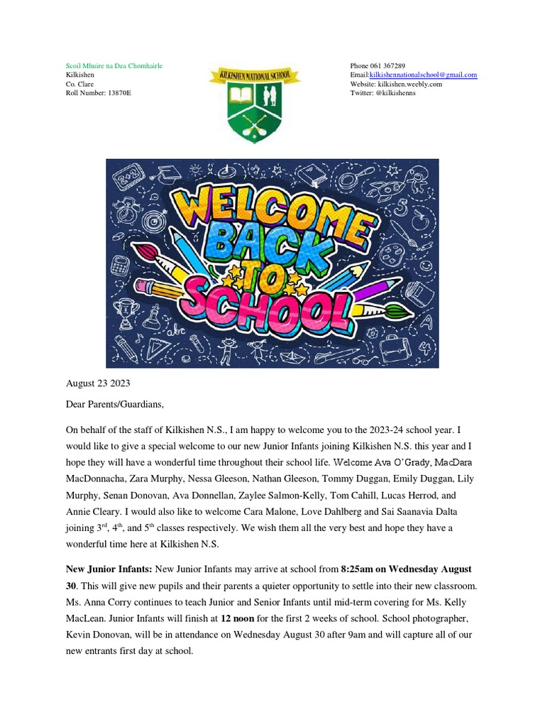 Welcome Back Newsletter August 2023 | PDF