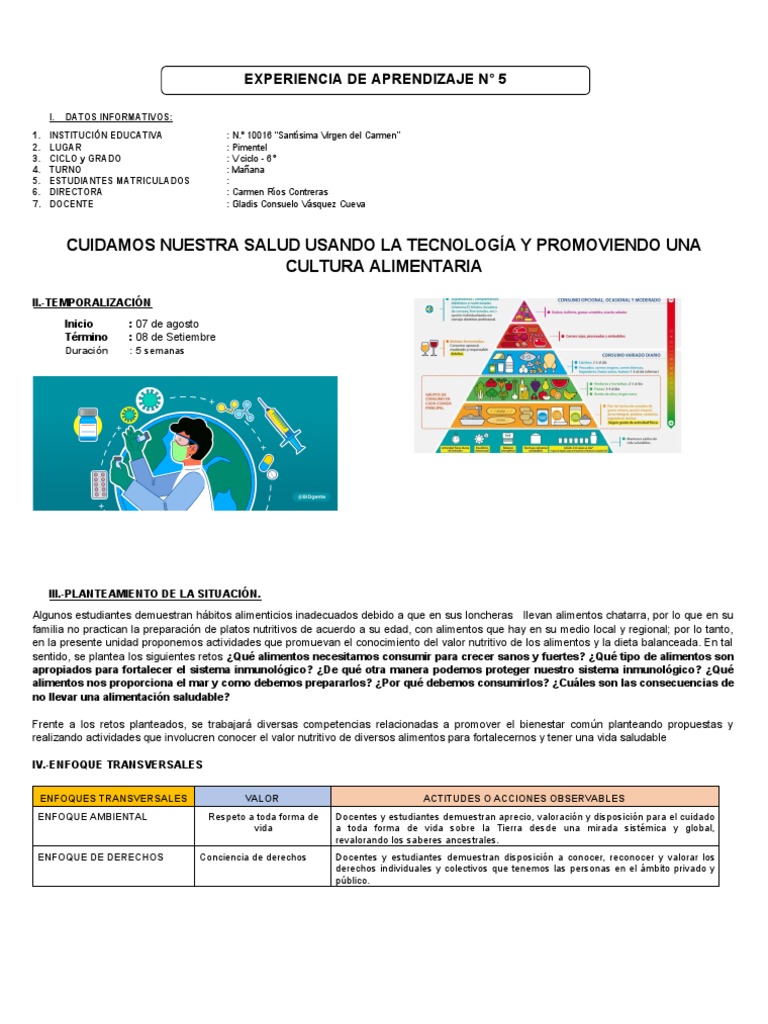 Unidad de Aprendizaje AGOSTO 2023 | PDF | Aprendizaje | Alimentos