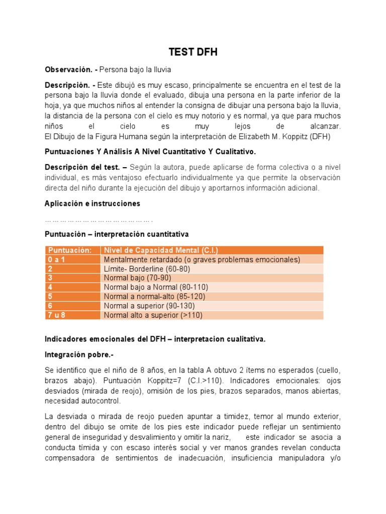 Test DFH | PDF | Sicología | Ciencias del comportamiento