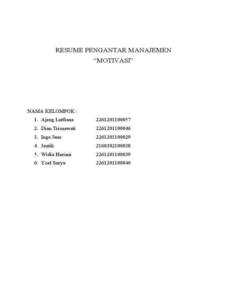 Resume Pengantar Manajemen | PDF
