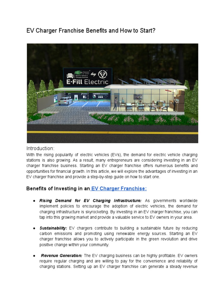 EV Charger Franchise Benefits and How To Start/ E-Fill Electric EV Charger Franchise | PDF ...