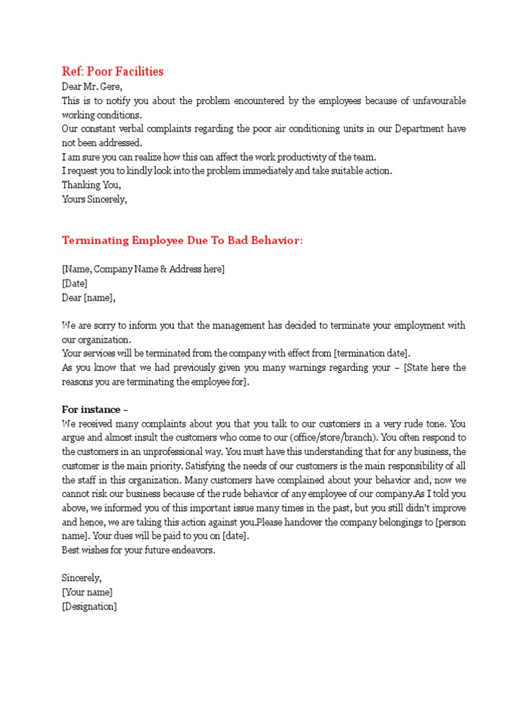Complaint Letter Against Security Sample | PDF