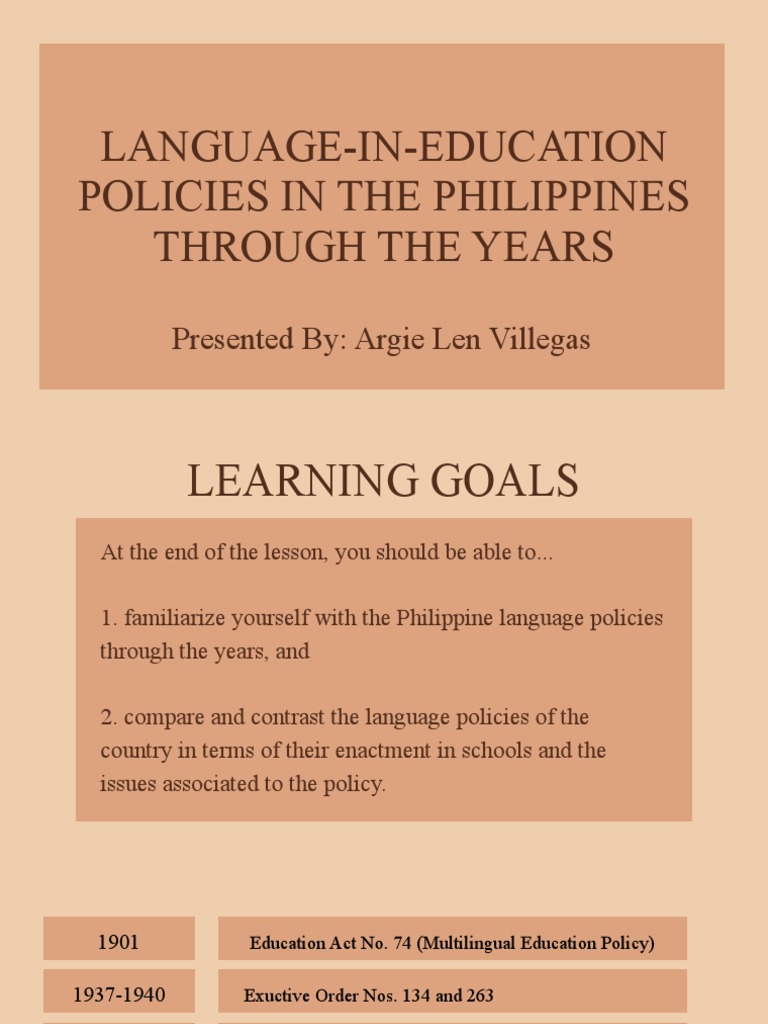 Philippine Language Policy Timeline | PDF | Tagalog Language ...