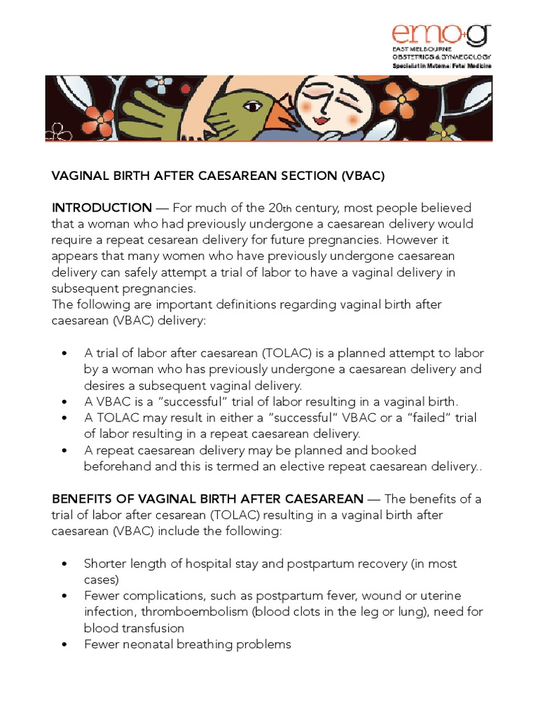 Vbac and Tolac | PDF | Childbirth | Caesarean Section
