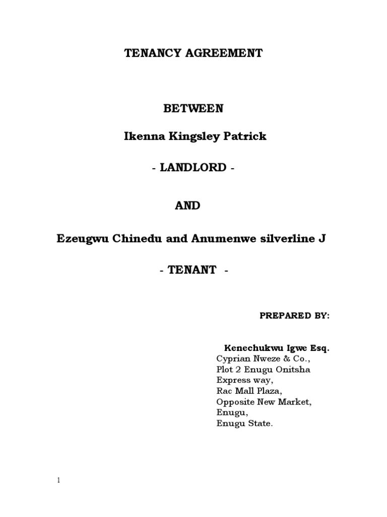 Tenancy Draft and Related Terms | PDF | Leasehold Estate | Landlord