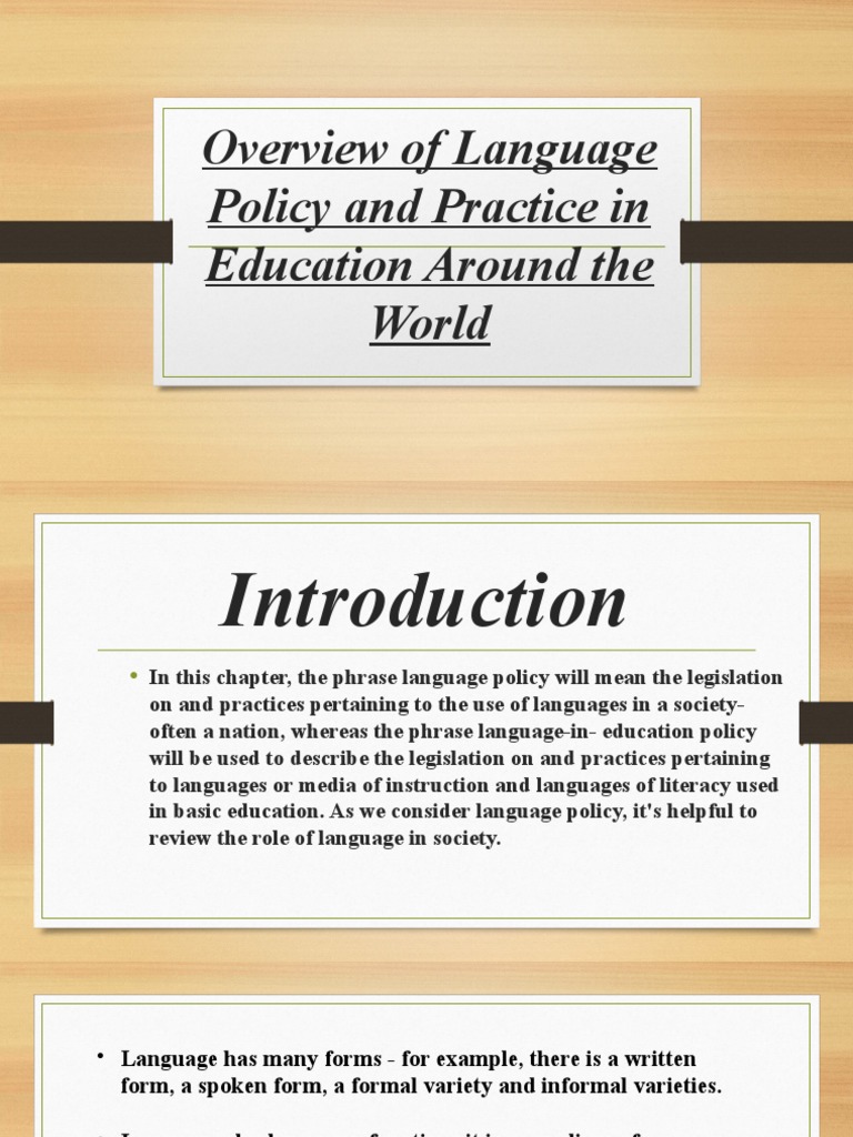 Overview of Language Policy and Practice in Education | Download Free ...