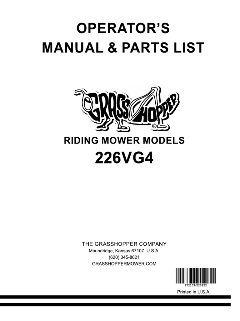 Grasshopper Model 226VG4 Manual | PDF