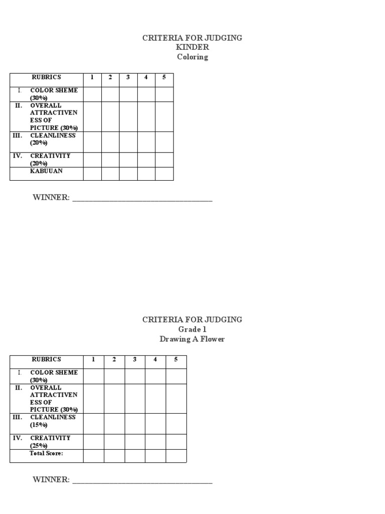 Art Judging Criteria for Grades K-6 | PDF