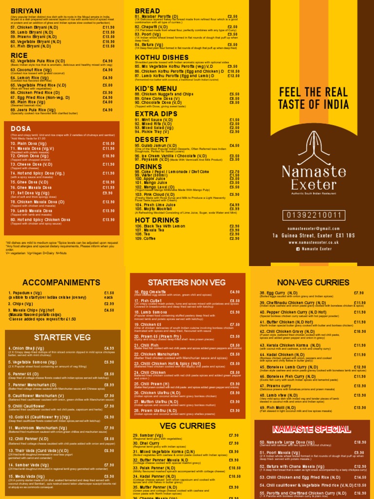 Restaurant Menu | PDF | Indian Cuisine | Curry