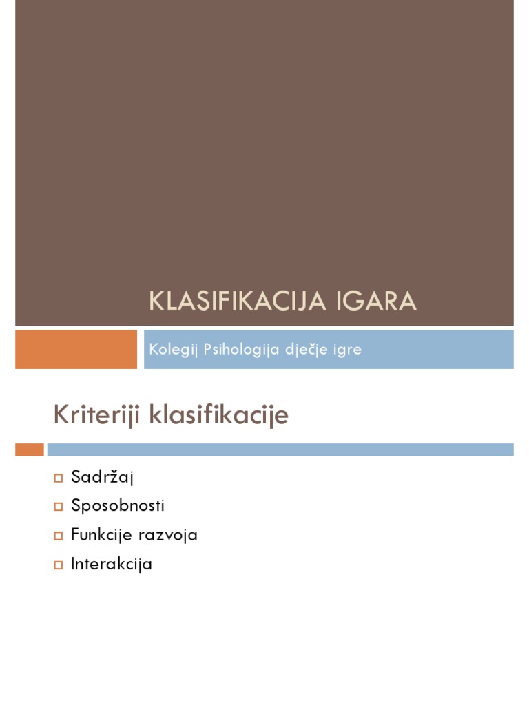 Klasifikacija Igara | PDF