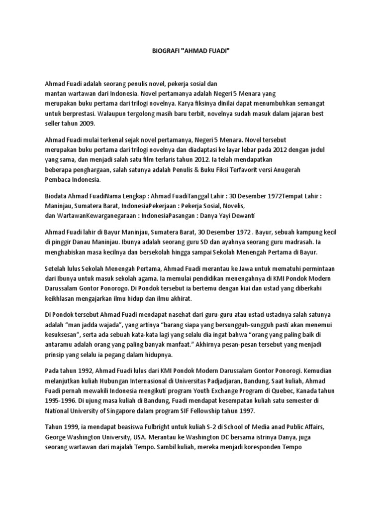BIOGRAFI Ahmad Fuadi | PDF