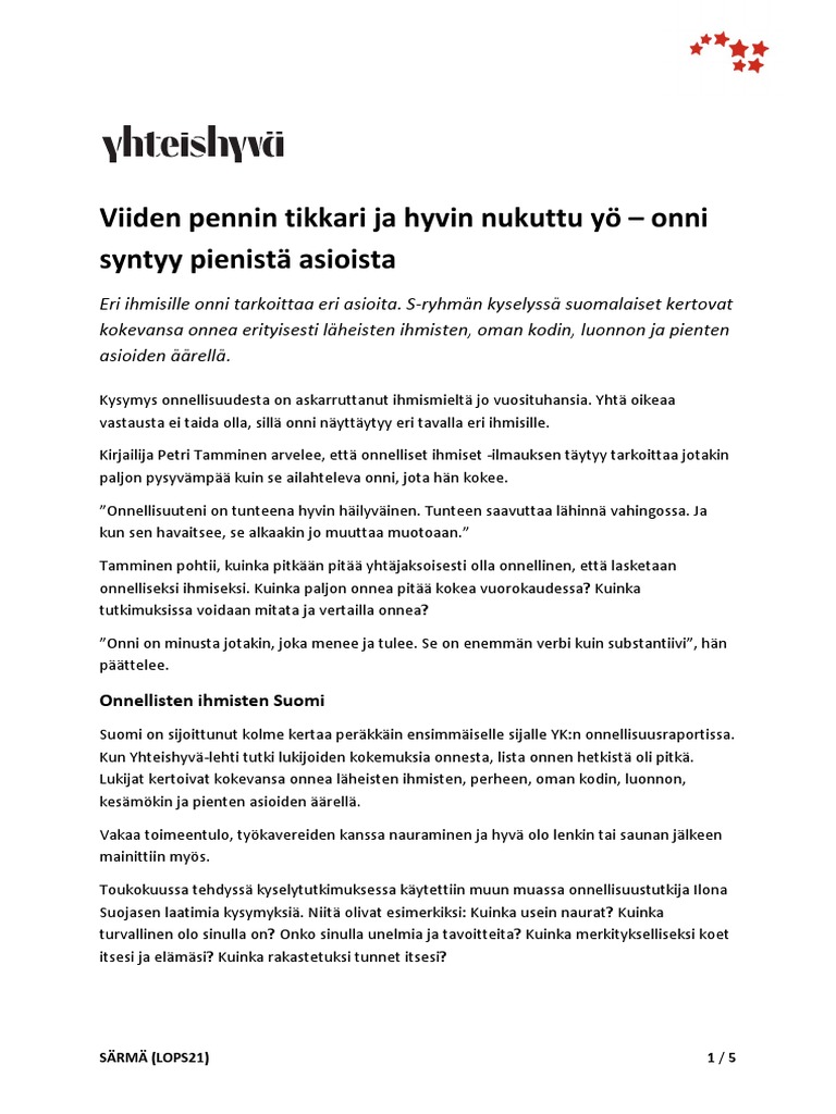 Viiden Pennin Tikkari Ja Hyvin Nukuttu Yö | PDF