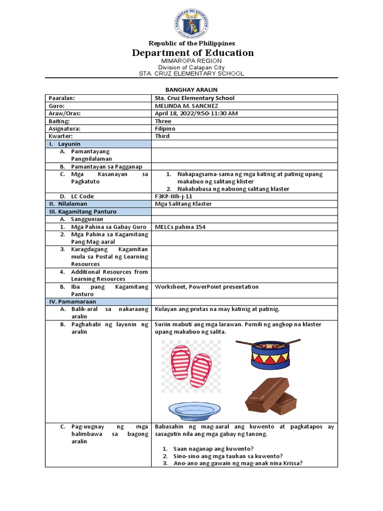 Q4-Filipino DLL Week 1 Grade 3 | PDF