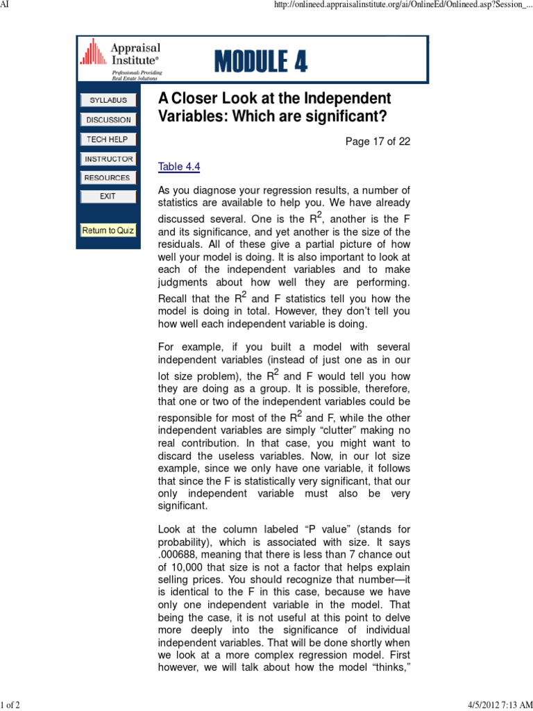 Module 4 - 17 of 22 | PDF | Dependent And Independent Variables | Regression Analysis