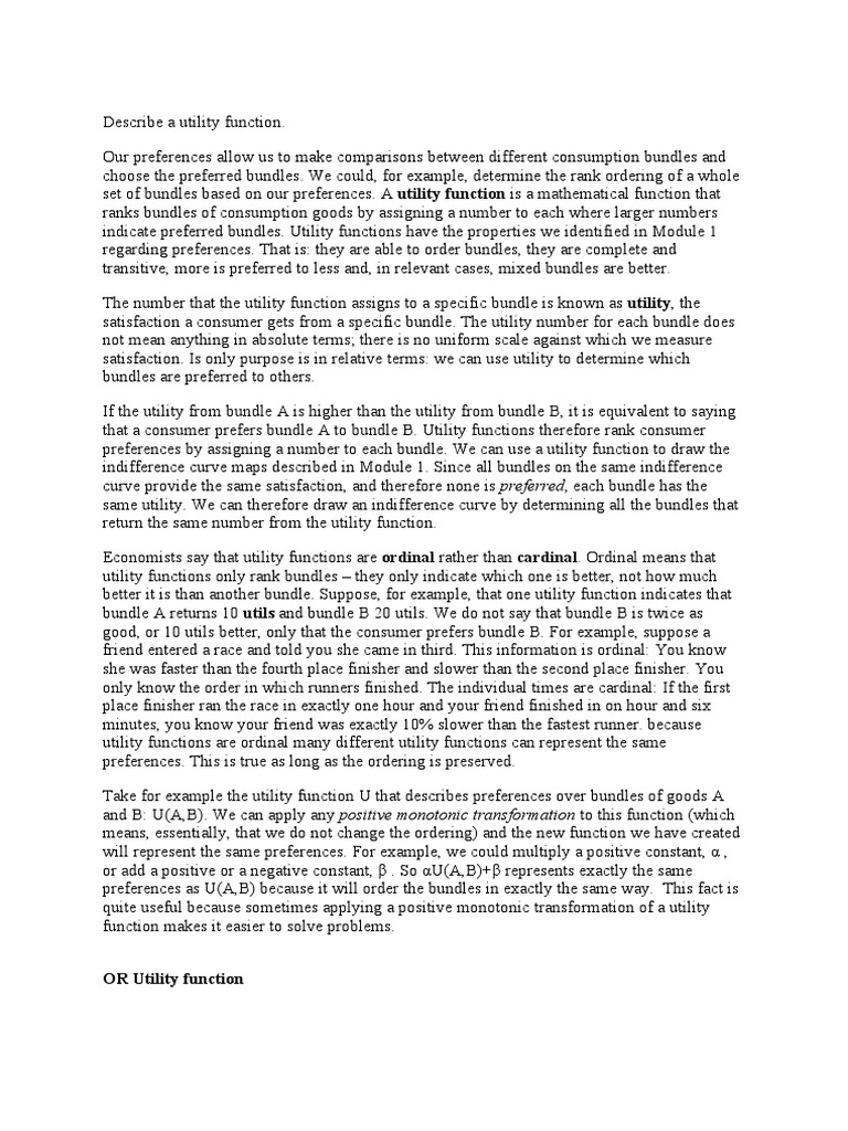Utility Function Pdf Utility Economics 1824