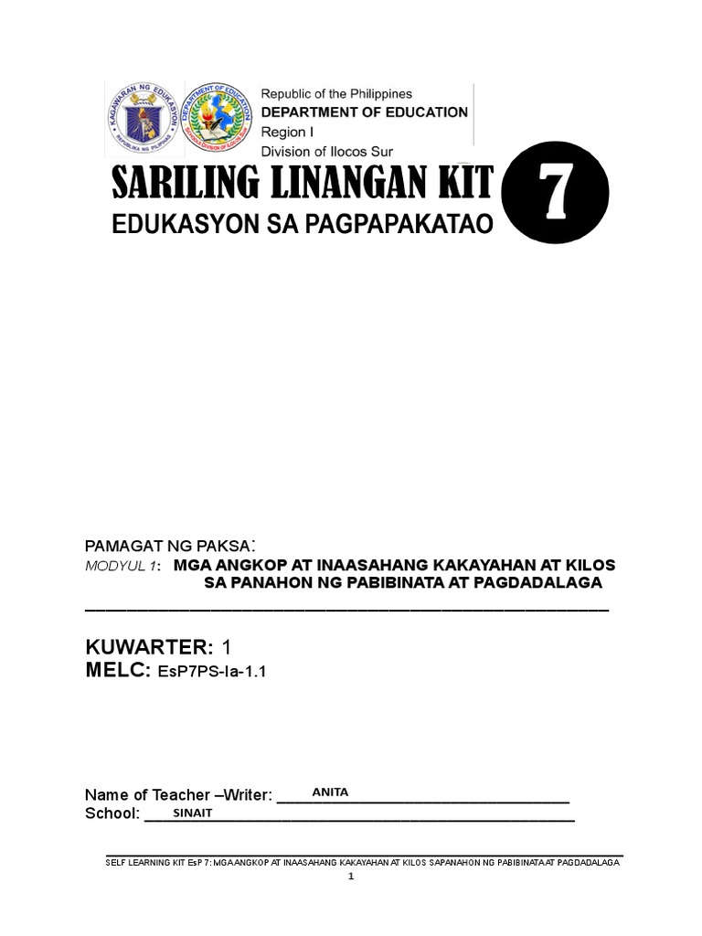 SLK ESP 7 Q1 WK 1 MELC1.1 | PDF