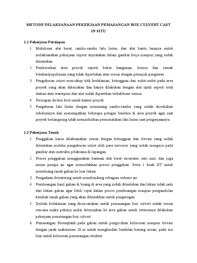 Panduan Pemasangan Box Culvert | PDF | Teknologi & Rekayasa