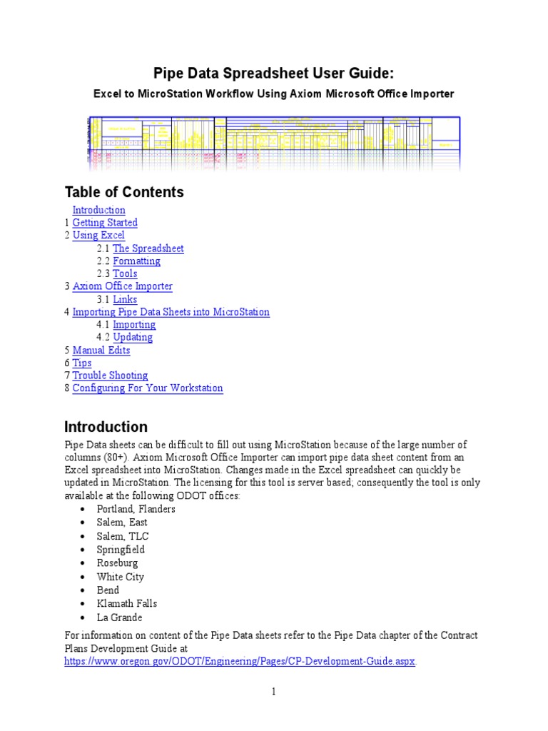 Pipe Data Spreadsheet User Guide | PDF