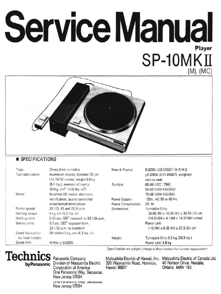 A Technics SP-10 Manual With Schematics | PDF