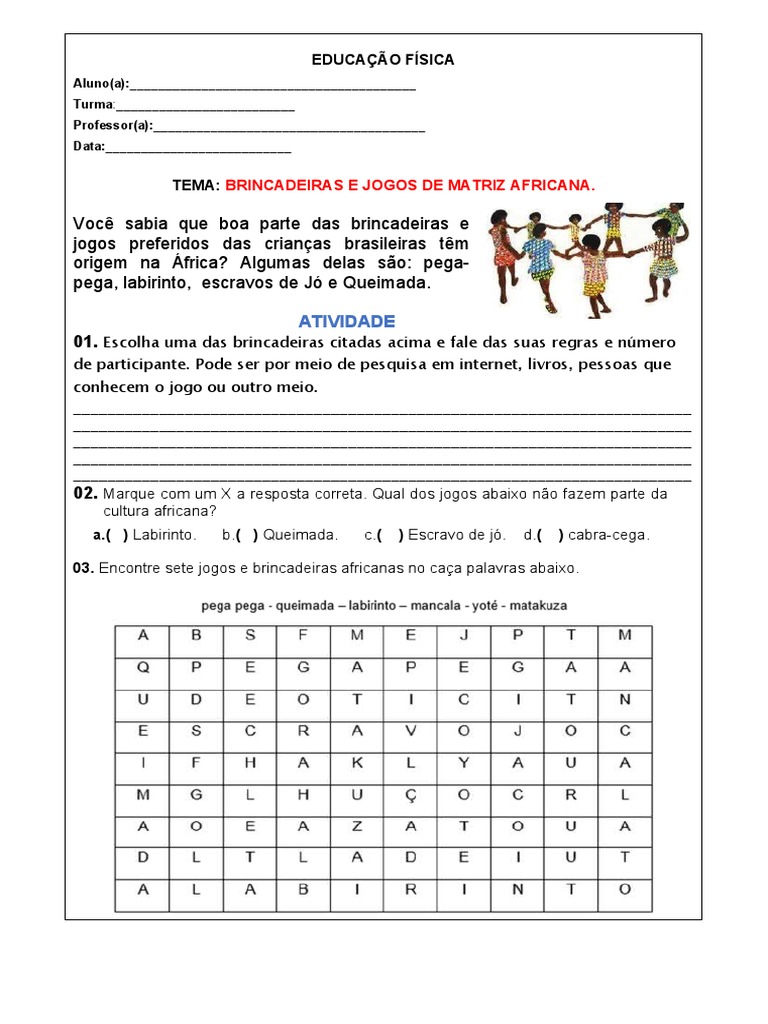 Jogos e Brincadeiras Africanas | PDF | Carreira e Crescimento