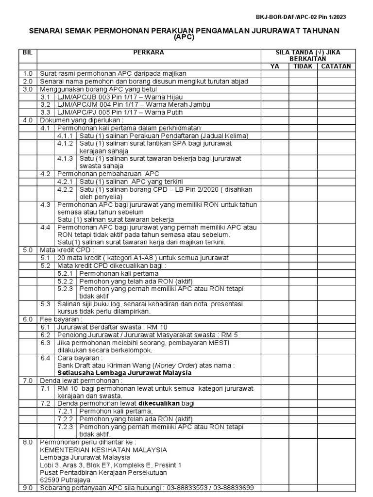 Borang Permohonan Apc JB 11072023 | PDF | Bisnis | Pengelolaan Keuangan ...