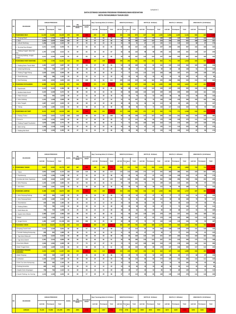 Data Sasaran Tahun 2023 Proyeksi Fix | PDF