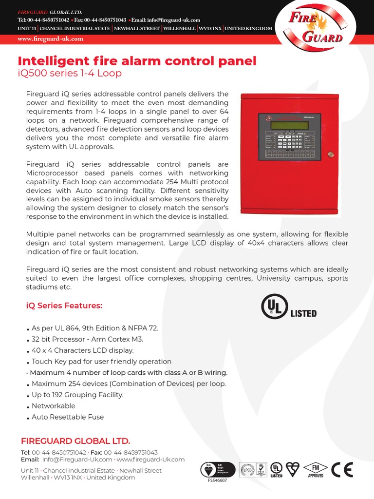 Addressable Control Panel IQ500 Series 1-4 Loop | PDF | Computer ...